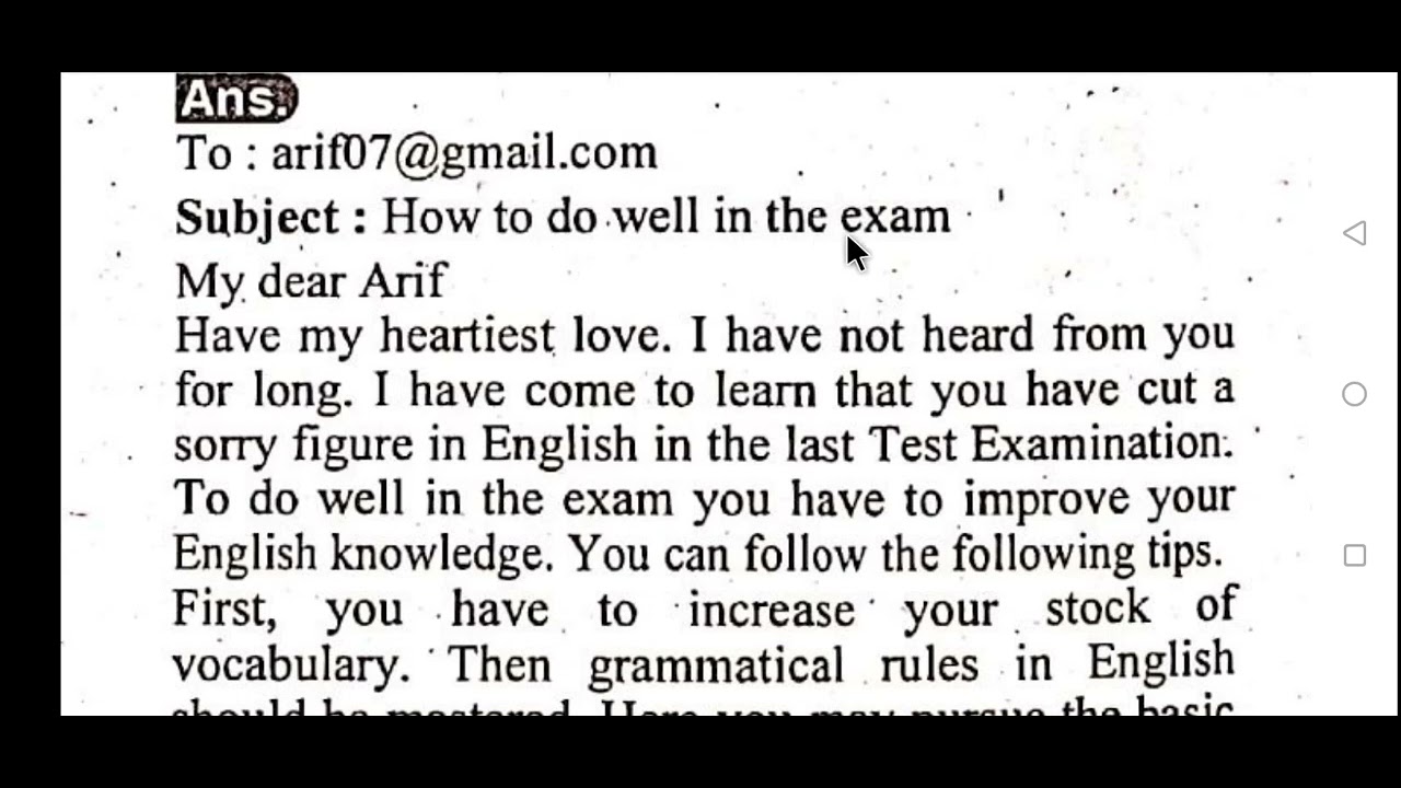 An informal email, how to do well in the exam - YouTube