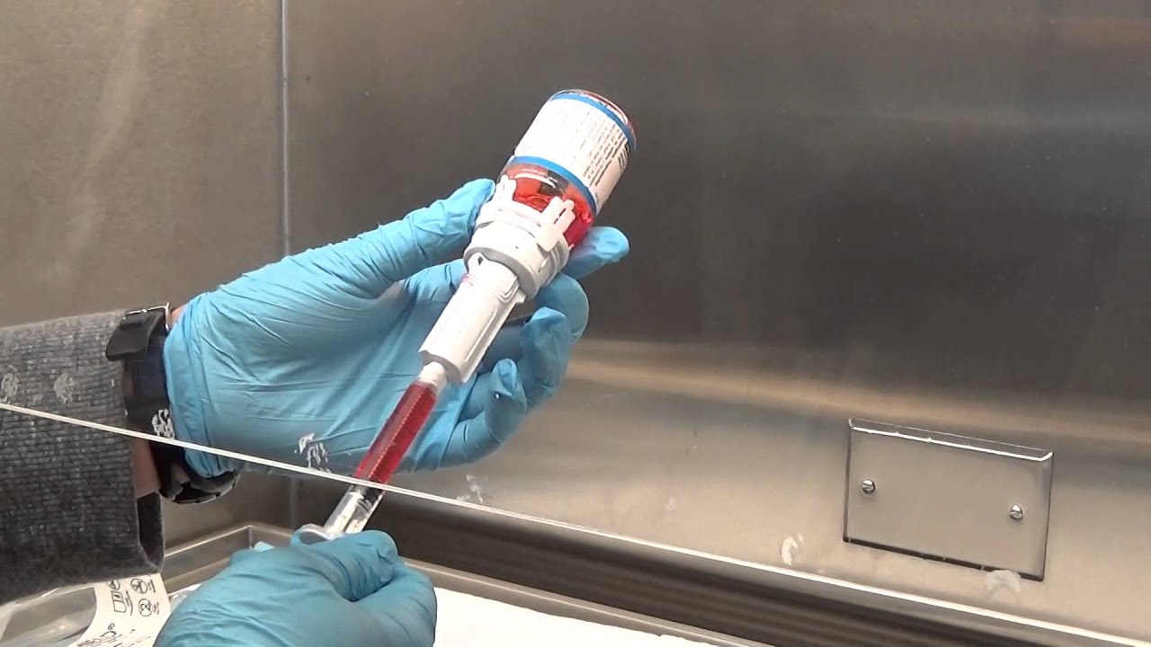 drawing up chemo wtih equashield - YouTube