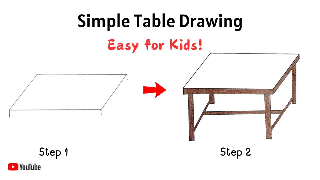 How to Draw a Simple Table | Easy Table Drawing for Kids | Step-by-Step ...