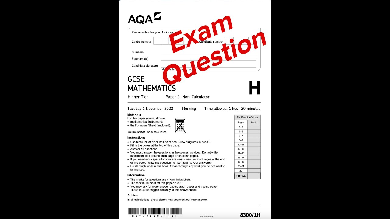 GCSE Maths AQA Higher Tier Exam Questions Explained | Step-by-Step ...
