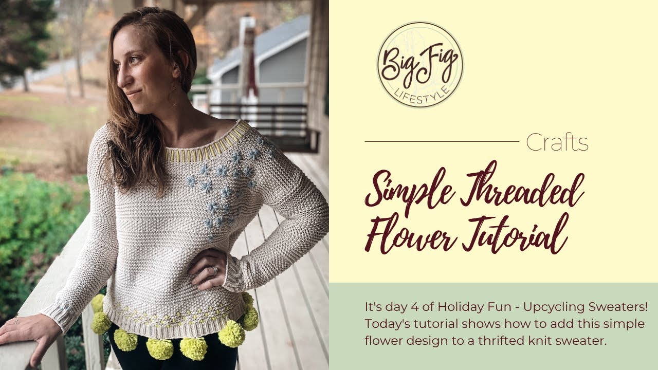 How to add a Simple Flower Design to your Knit Sweater - YouTube