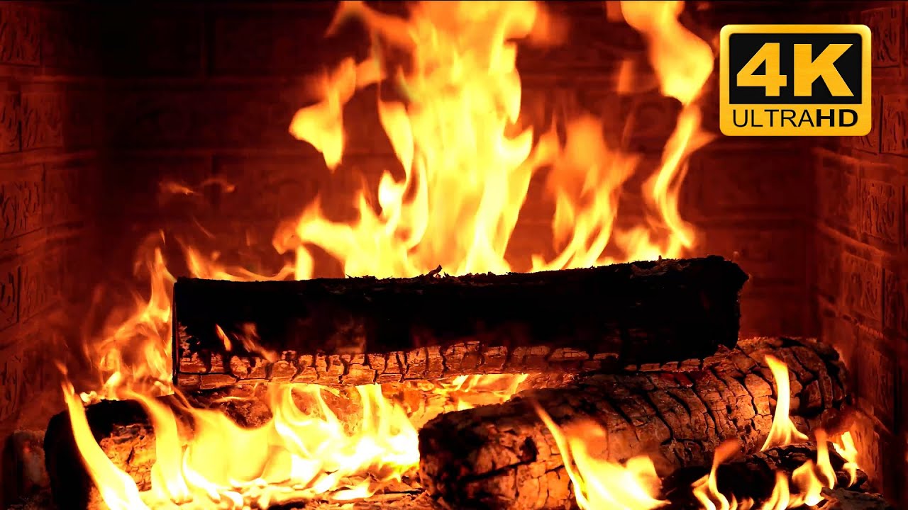 🔥 SPRING FIREPLACE 4K | Original Fireplace Burning Logs with Smooth ...