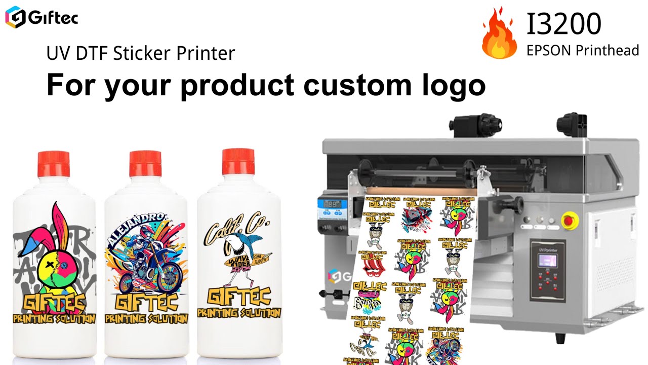 custom logo sticker/UV DTF transfer lable in bottle cup wrap/I3200 ...