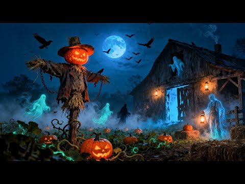 Haunted Pumpkin Farm🎃 Halloween Ambience 👻 Spooky Halloween Ambience & Halloween Music
