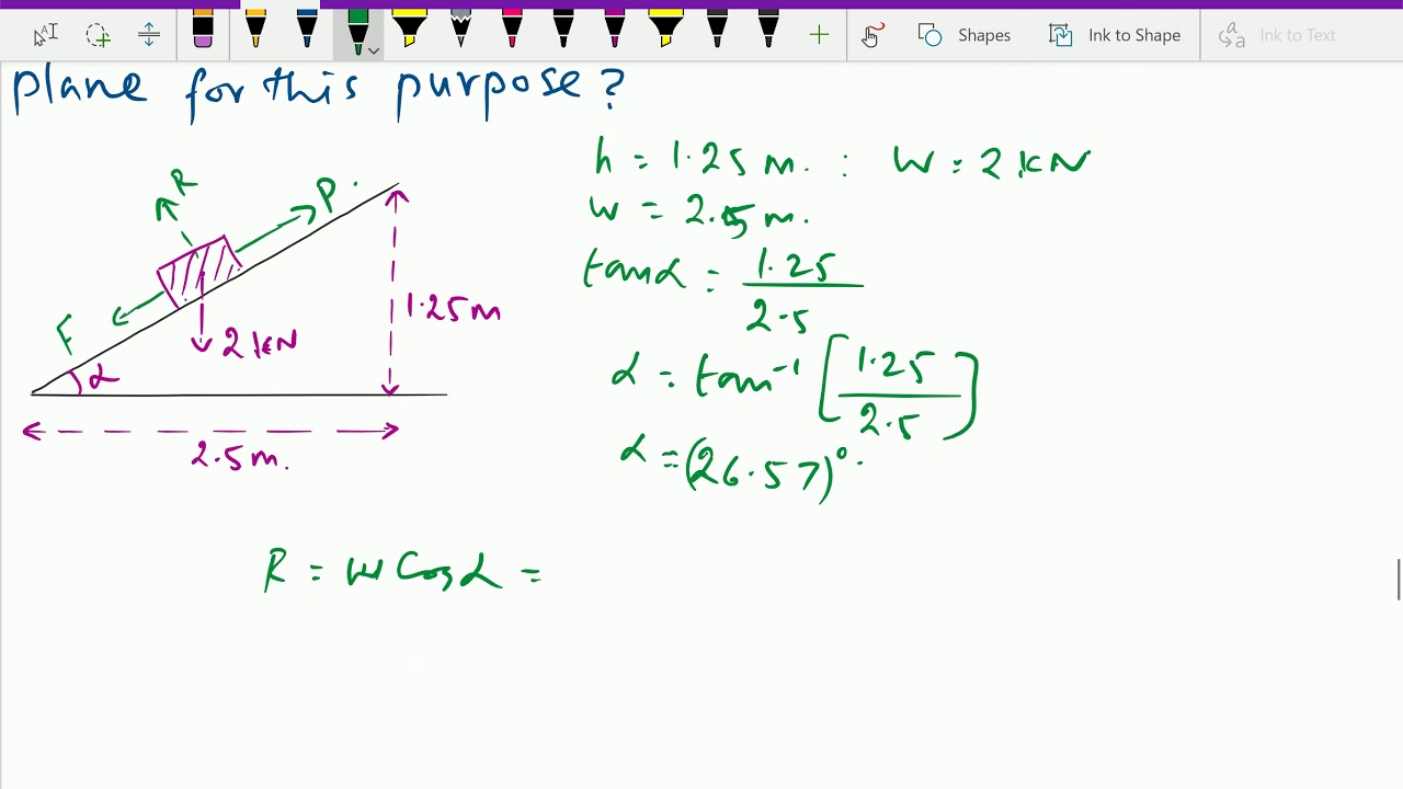 Engineering mechanics : - ( Equilibrium of body on rough inclined plane ...