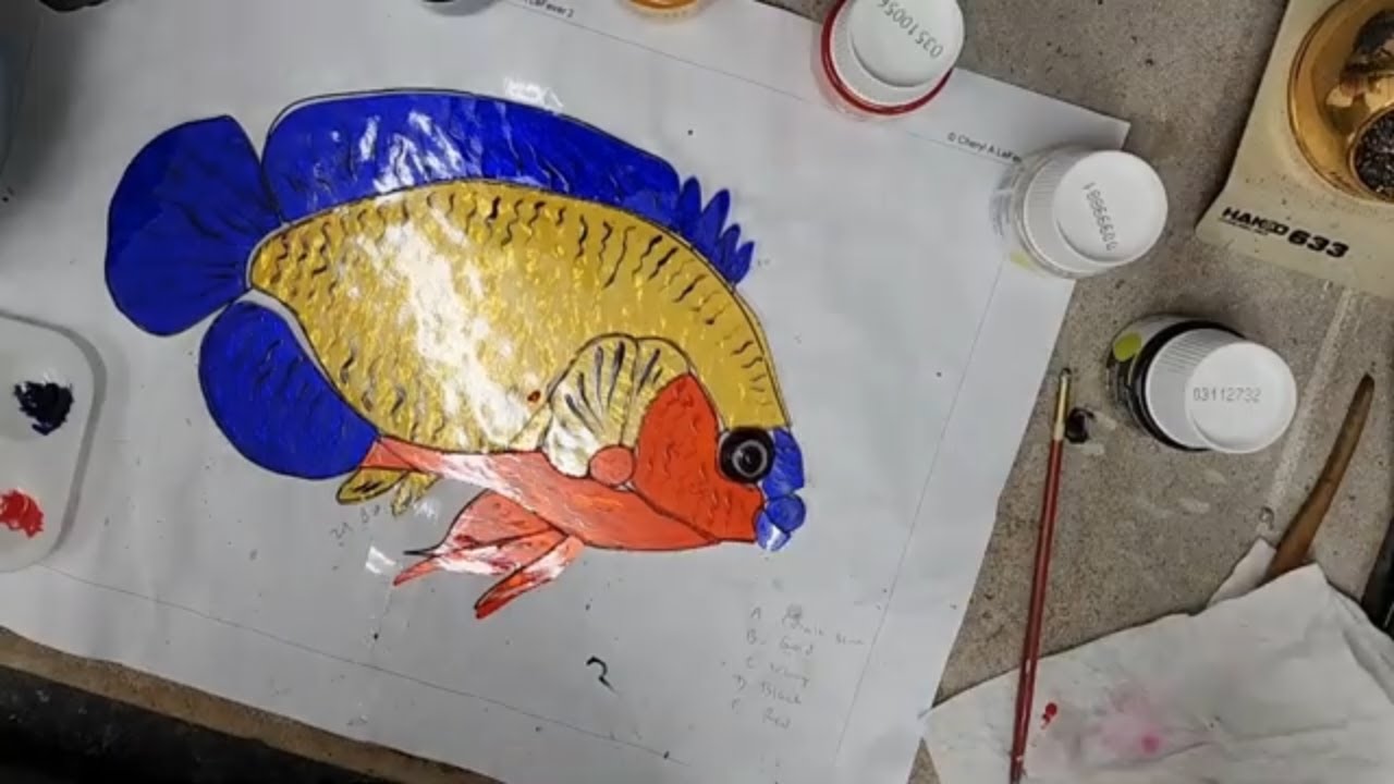 Tropical Fish Part 1 - A Stained Glass Painting & Foiling Time Lapse ...