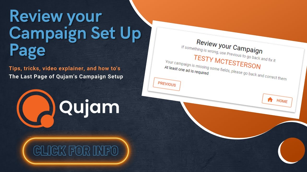 Review your Campaign Page Set up Qujam 8723 - YouTube