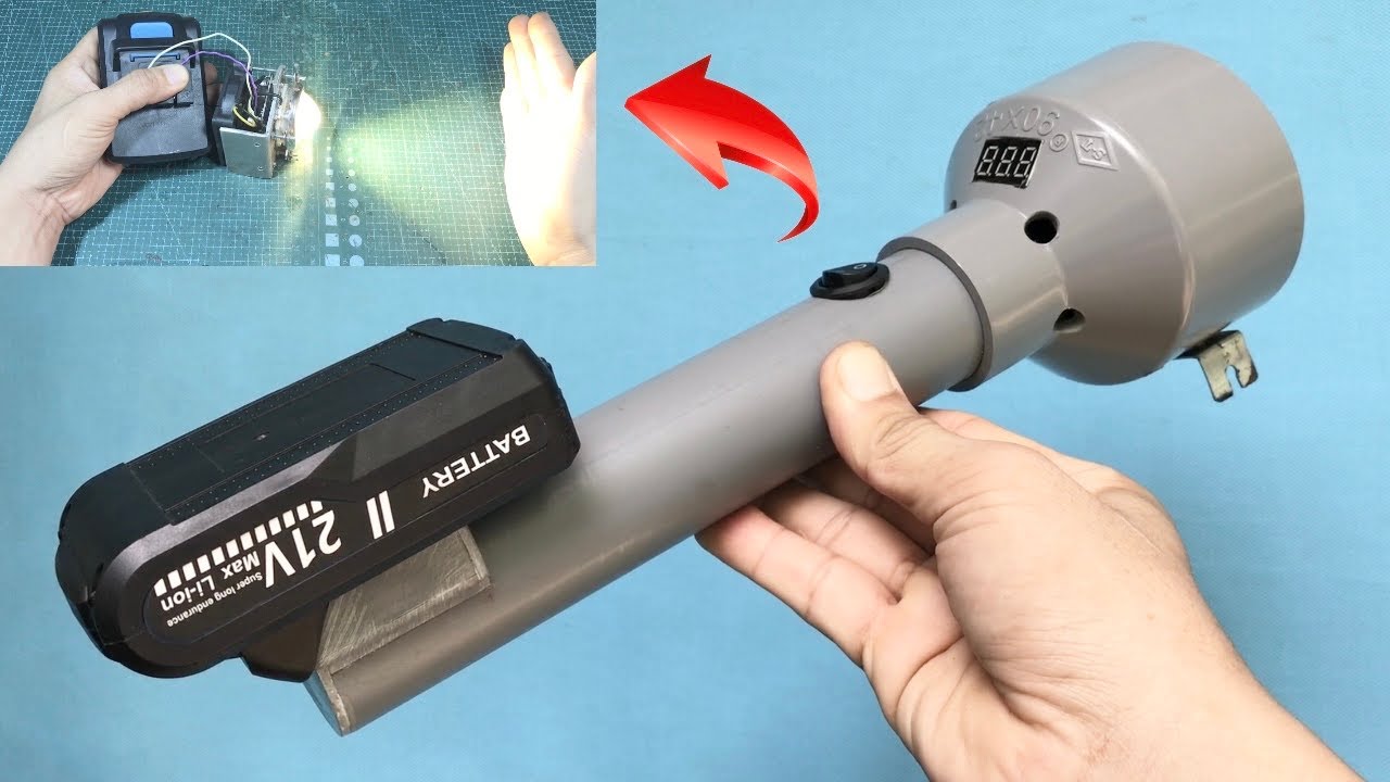 Make a Super Bright 12v Flashlight from PVC Pipe - YouTube