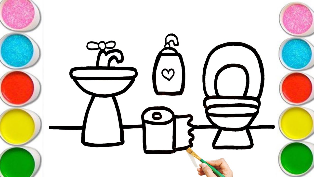 How to draw cute and easy Bathroom | Easy drawing for kids - YouTube