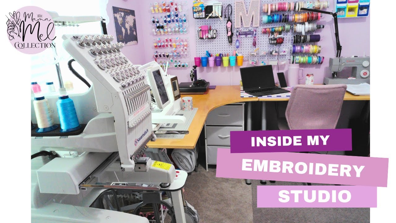 Inside My Embroidery Studio - My Home Office Setup - YouTube