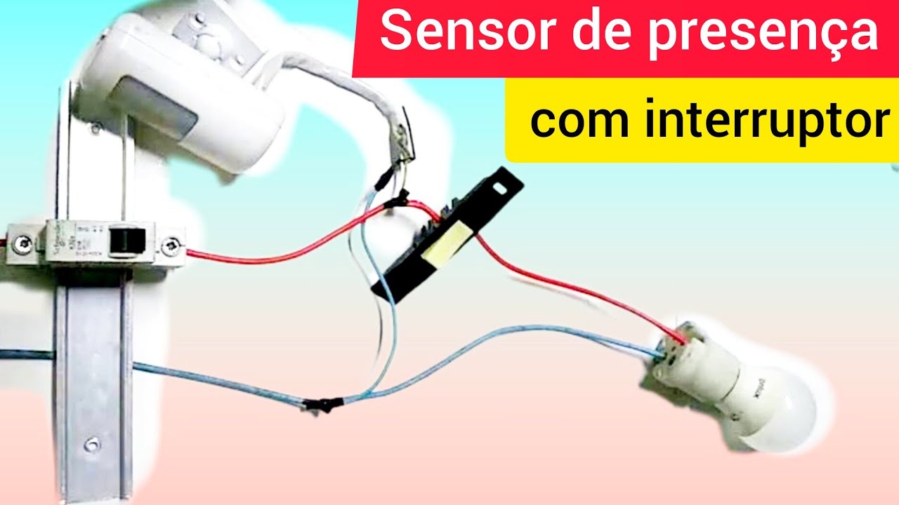Como ligar sensor de presença mais interruptor simples - YouTube