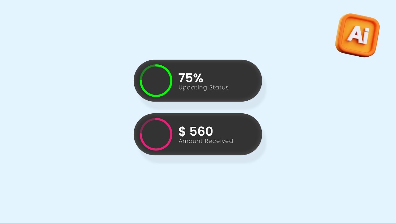 How to Design Modern Progress Bar UI in Adobe Illustrator | Dashboard ...