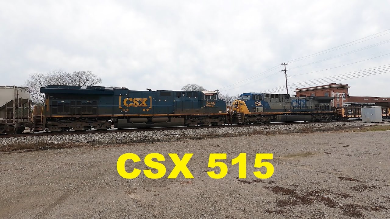 CSX M515 in Athens - 7228 Up Front with 3446, 424 Mid-Train - YouTube