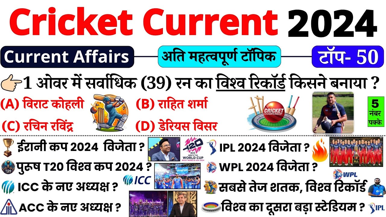 Cricket current affairs 2024 | sports current affairs 2024 | Sports ...