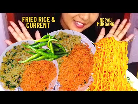 Spicy 🔥 Fried Rice||Spicy 🔥 Current Noodles||ASMR||Nepali Food||Nepali ...