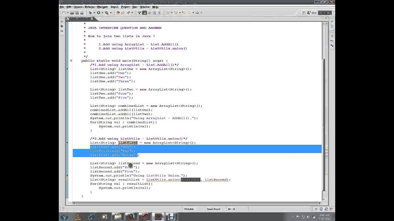 HOW TO JOIN TWO LIST IN JAVA DEMO - YouTube