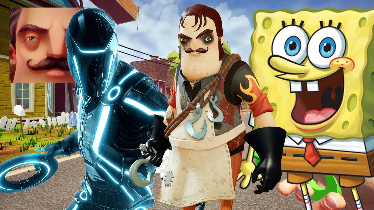 Hello Neighbor - New Secret Neighbor Butcher SpongeBob Tron History ...