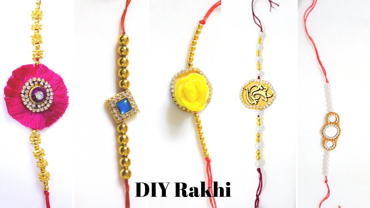 DIY Rakhi //How to Make Rakhi in home with in 2 Minutes// 5 Rakhi ...