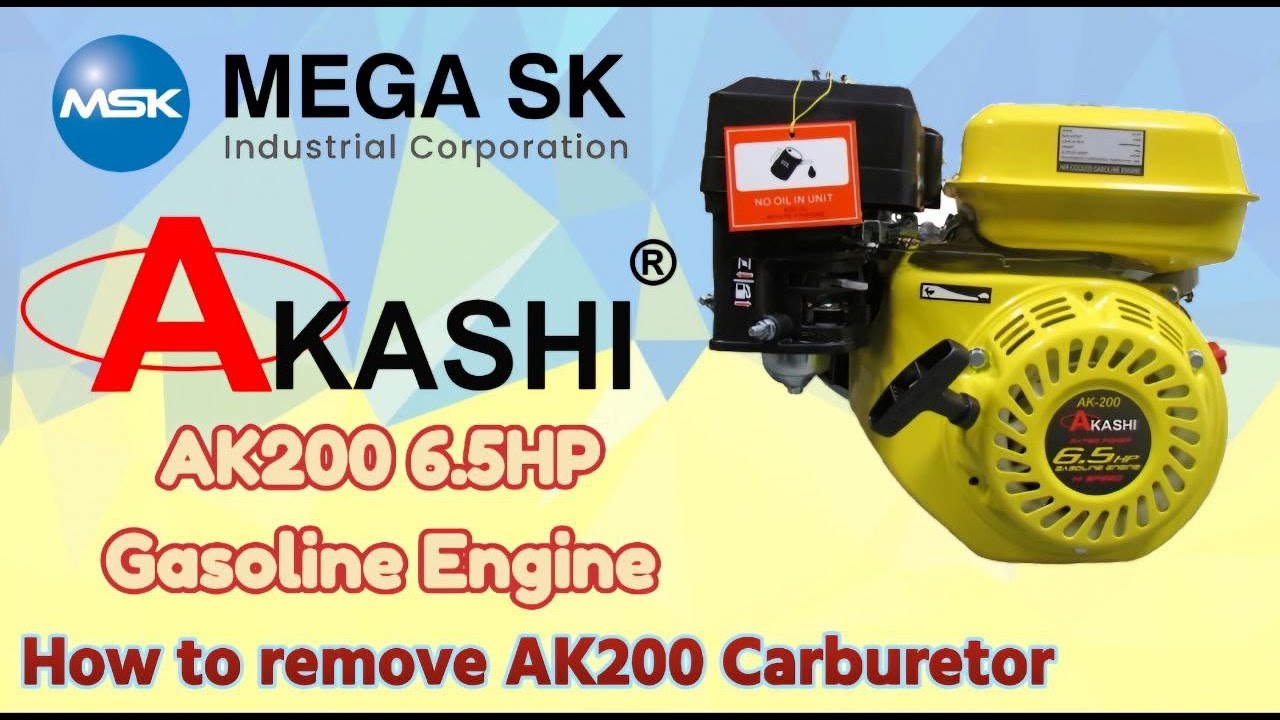 AKASHI AK200 GASOLINE ENGINE | OPERATIONAL | HOW TO REMOVE CARBURETOR ...