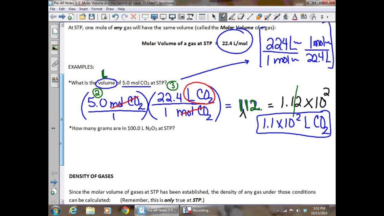 Pre AP Video Notes 3 5 Molar Volume and Density of Gases - YouTube