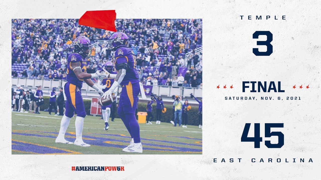 2021 American Football Highlights: East Carolina 45, Temple 3 (Nov. 6 ...