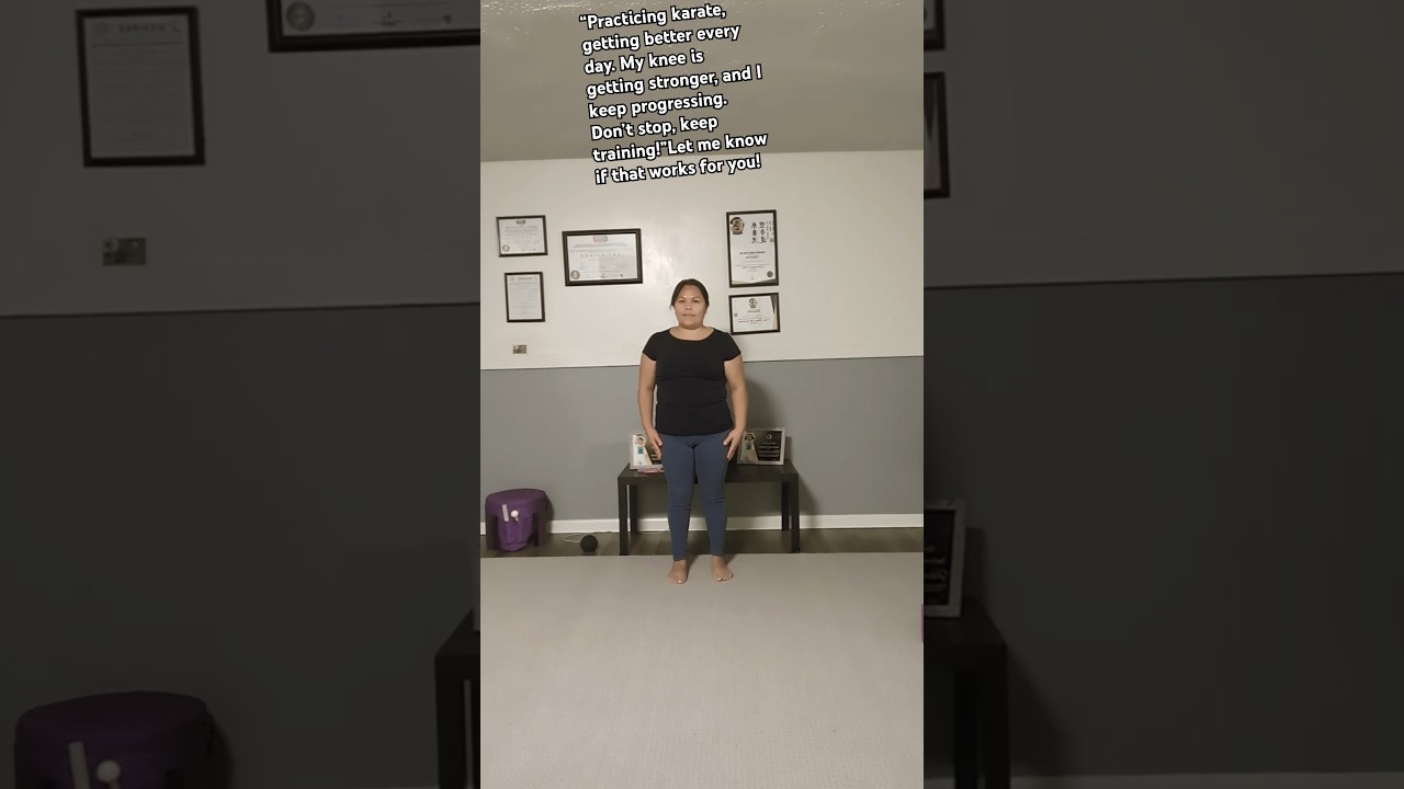 “Practicing karate, getting better every day. My knee is getting stronger, and I keep ...