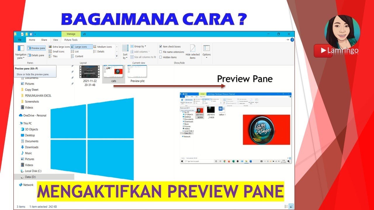 Cara mengaktifkan Preview Pane Windows 10 - YouTube