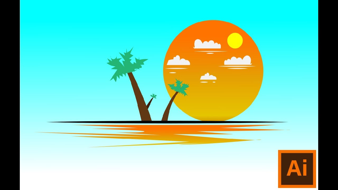 SCENERY easisest TUTORIAL | ILLUSTRATOR LOGO DESIGN - YouTube