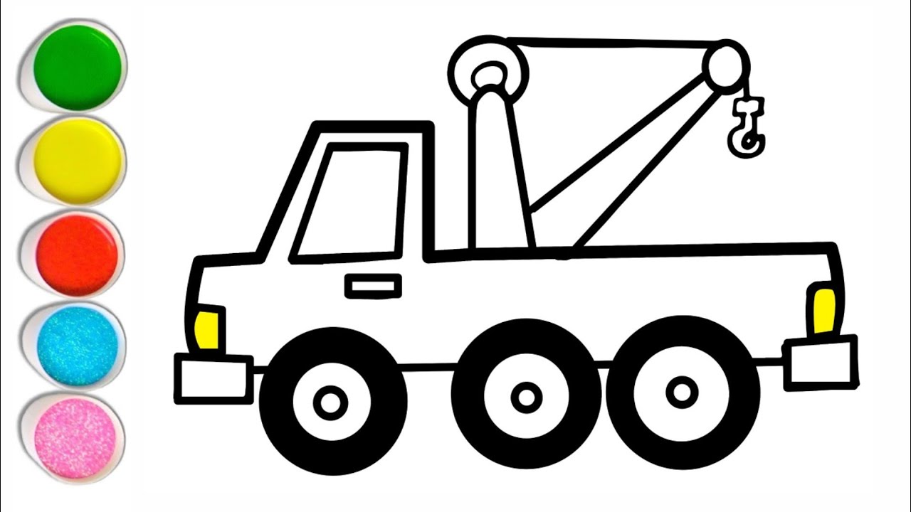How to Draw a Tow Truck for Kids, Toddlers | Easy Toy Truck Drawing ...