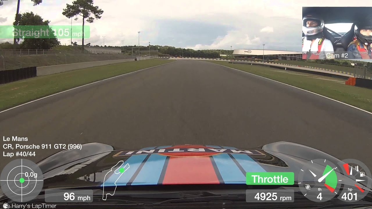Porsche 996 GT2 Bugatti Circuit, Le Mans - Harrys laptimer GOPRO OBD ...