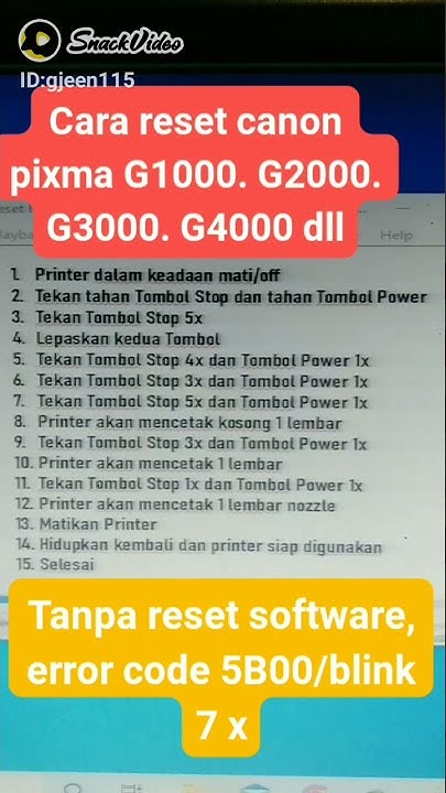 Reset canon G series. G1000, G2000, G3000, G4000 dll - YouTube