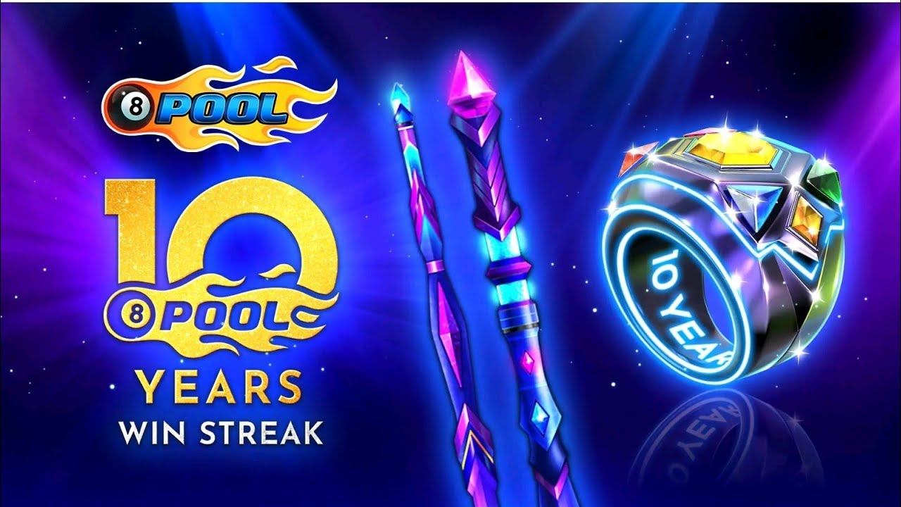 8 ball pool 10th year Win Streak Amazing Ring and Cue - YouTube