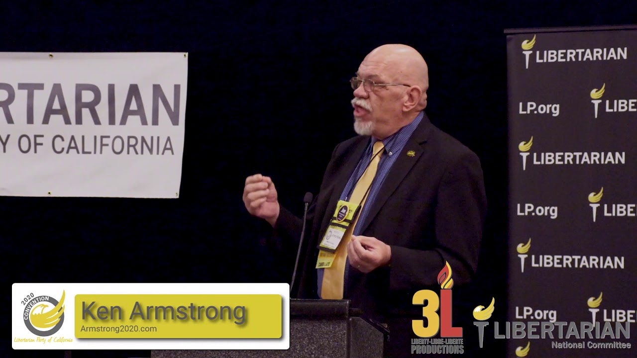 Ken Armstrong giving his pitch speech at the Libertarian Party of ...