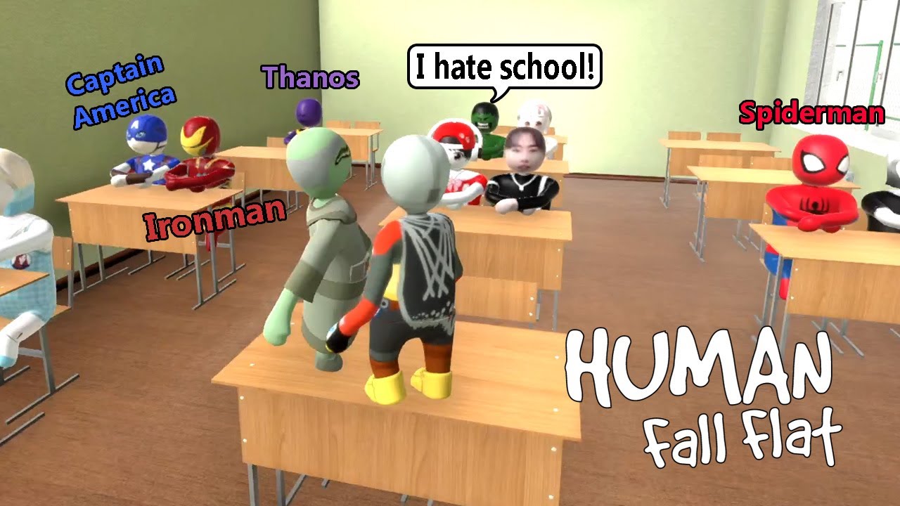 SCHOOL OF SUPERHEROES in HUMAN FALL FLAT - YouTube