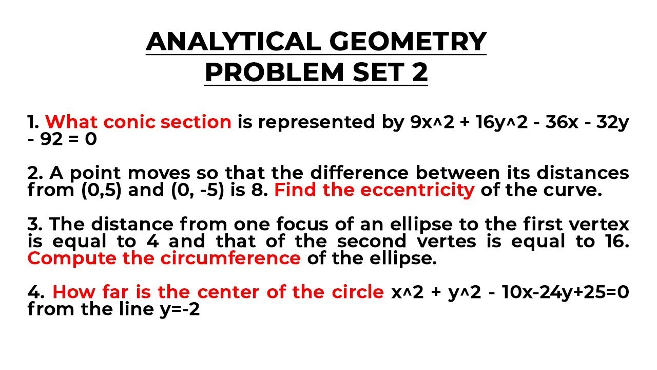 Analytical Geometry Problem Set 2 - YouTube