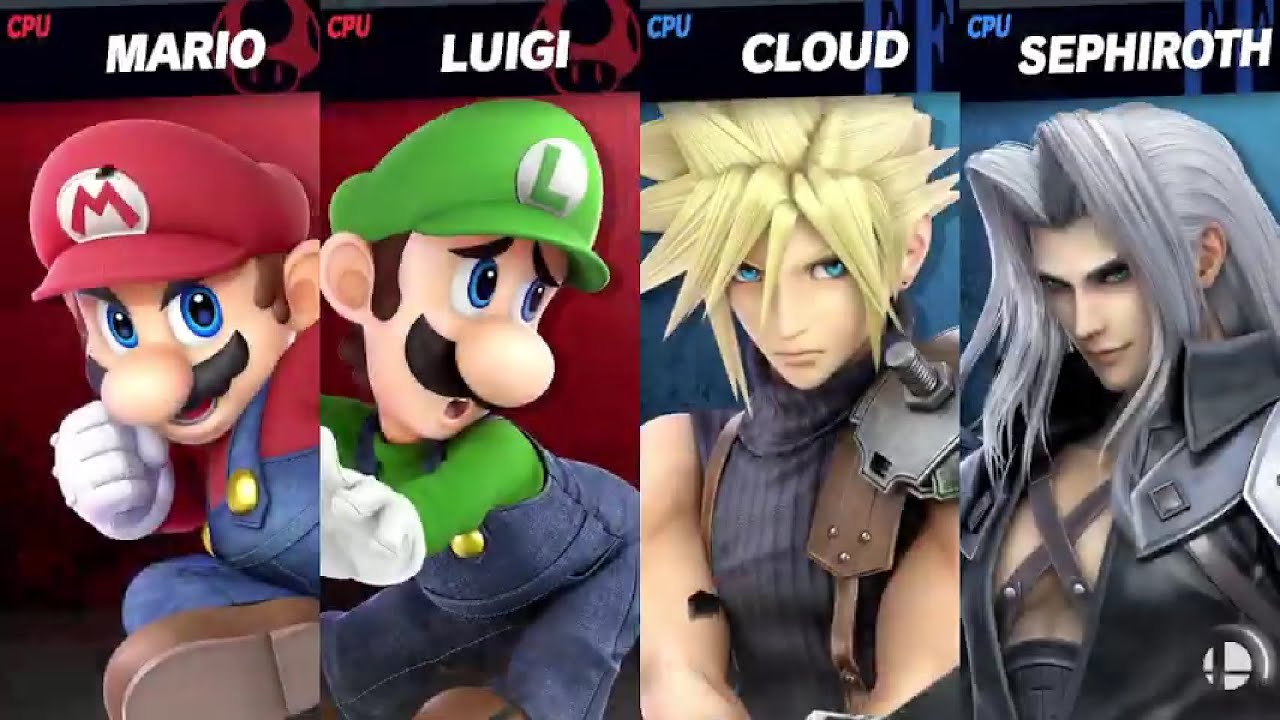 Smash Ultimate EX Mario & Luigi VS Cloud & Sephiroth - YouTube
