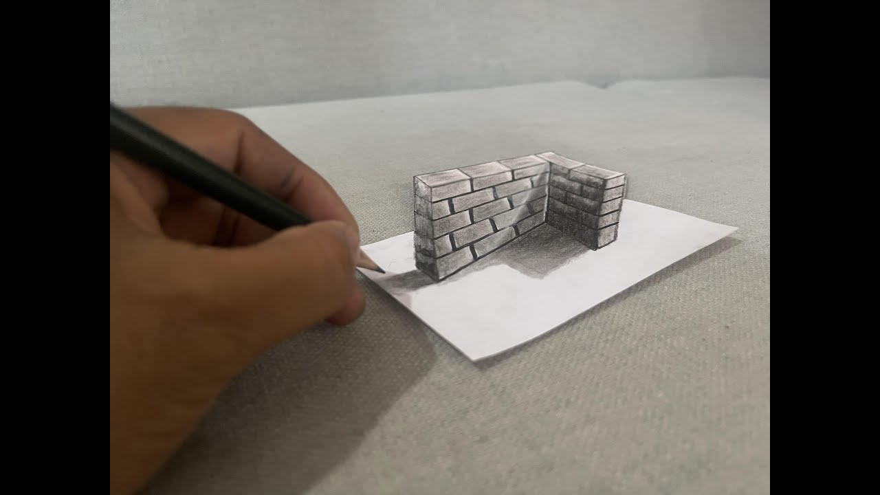 easy draw wall 3d on papper for beginners, how to draw wall 3D - YouTube