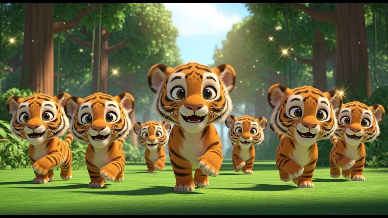 Diez Tigres Pequeños en Movimiento 🐯 | Aprende a Contar del 1 al 10 ...