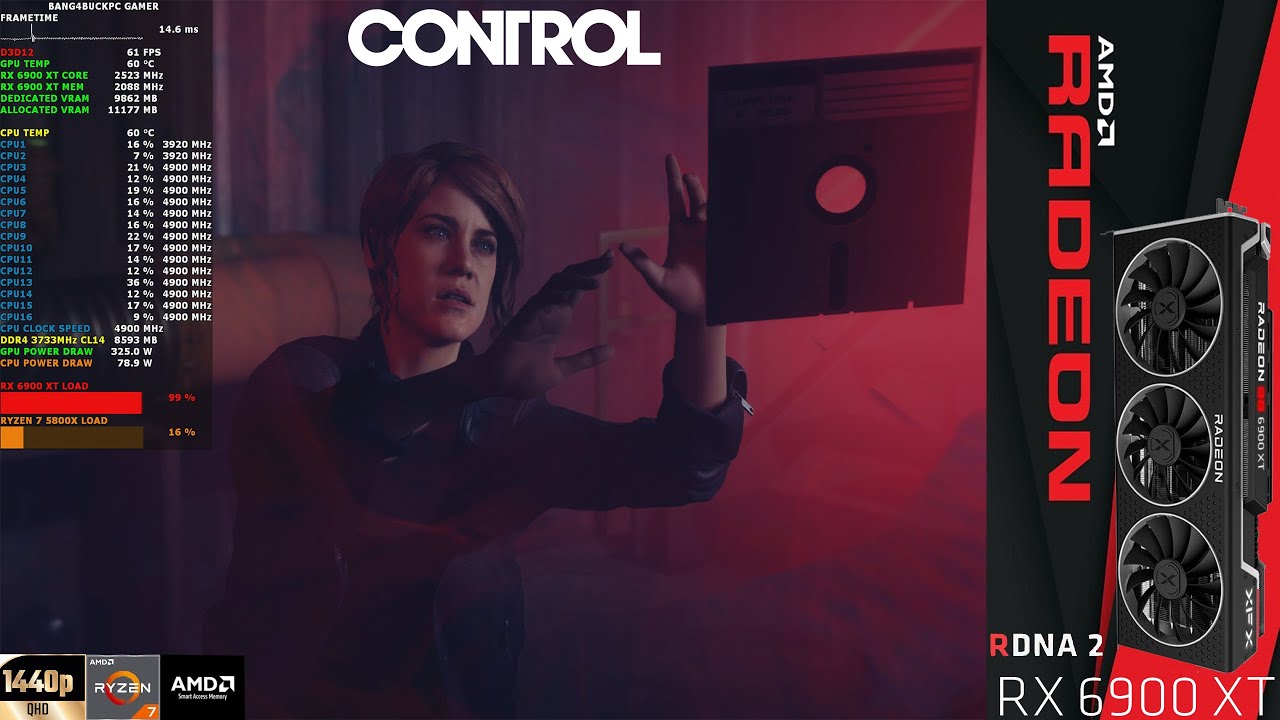 Control Ray Tracing Medium Ultra Settings 1440p | RX 6900 XT | Ryzen 7 ...