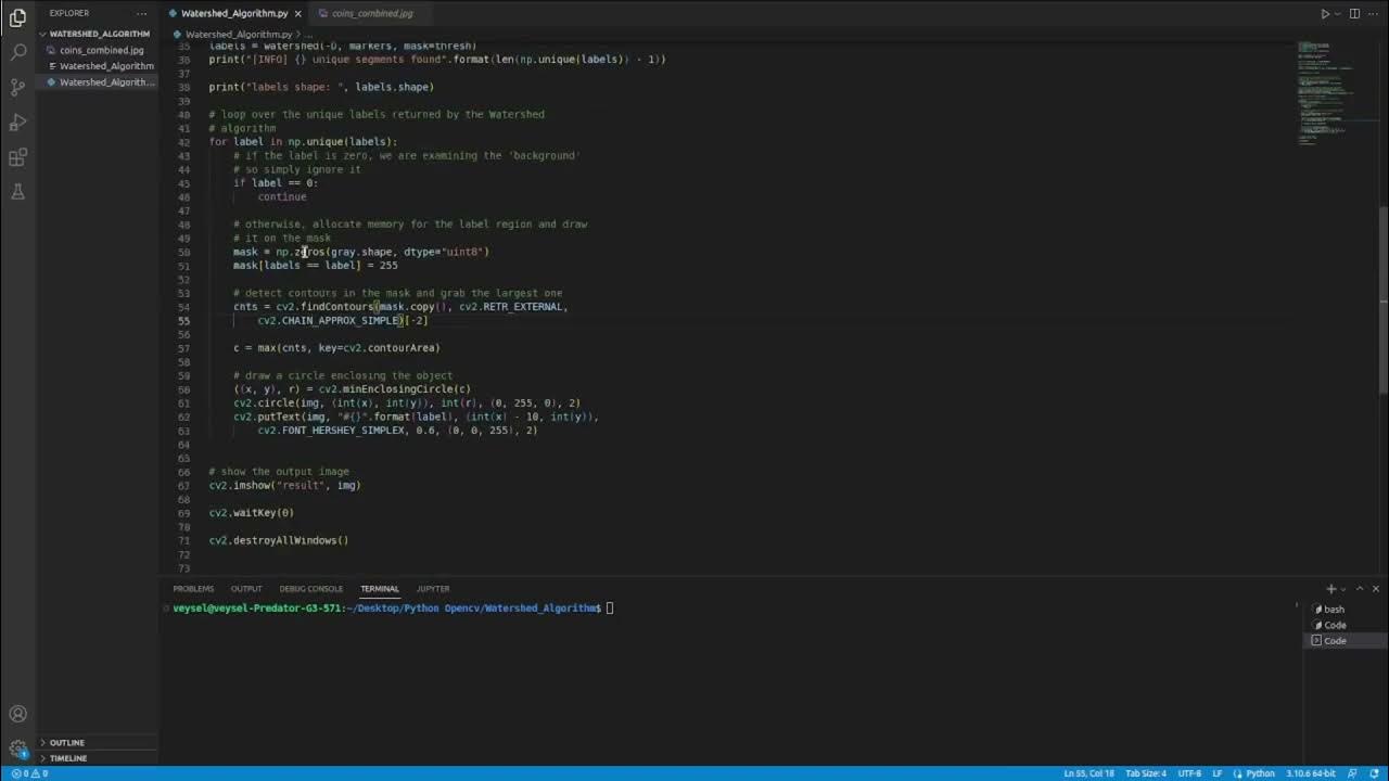 Python - OpenCV - Watershed Algorithm - YouTube