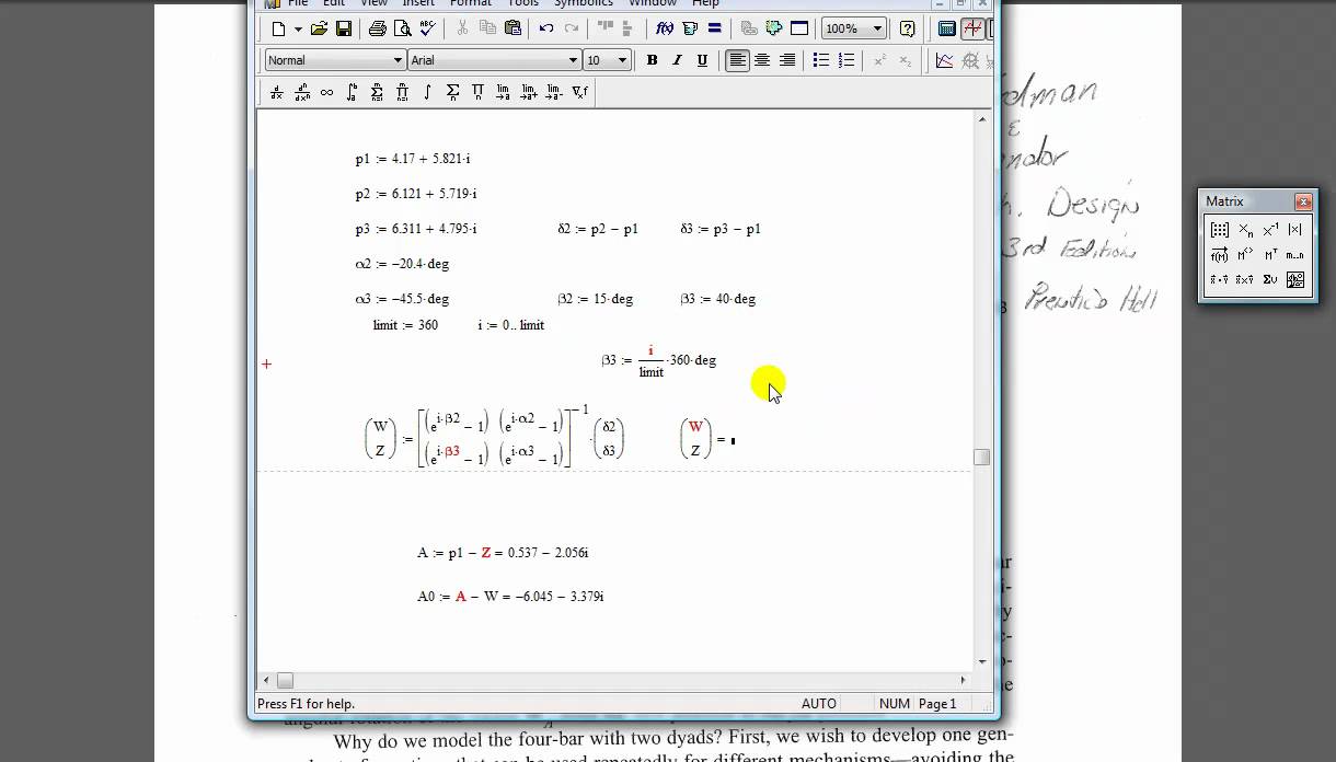 MathCad Dyad Synthesis 1c - YouTube