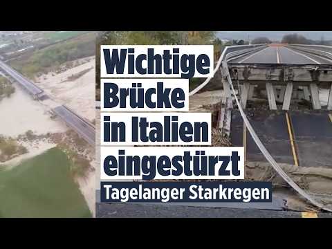 Italien: Brückeneinsturz nach Starkregen! Wichtige Verkehrsstraße im Süden zerstört!
