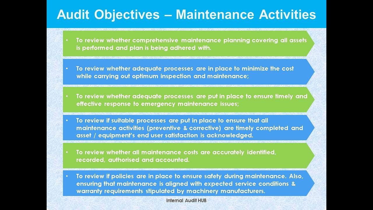 Risk Based Internal Audit of Maintenance Activities - Key Focus Areas ...