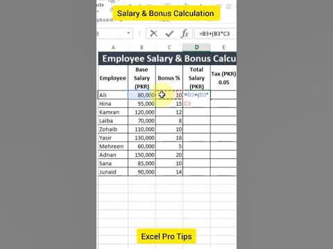 How To Salary & Bonus Calculation In Ms-Excel #bonus #salaryincrease # ...