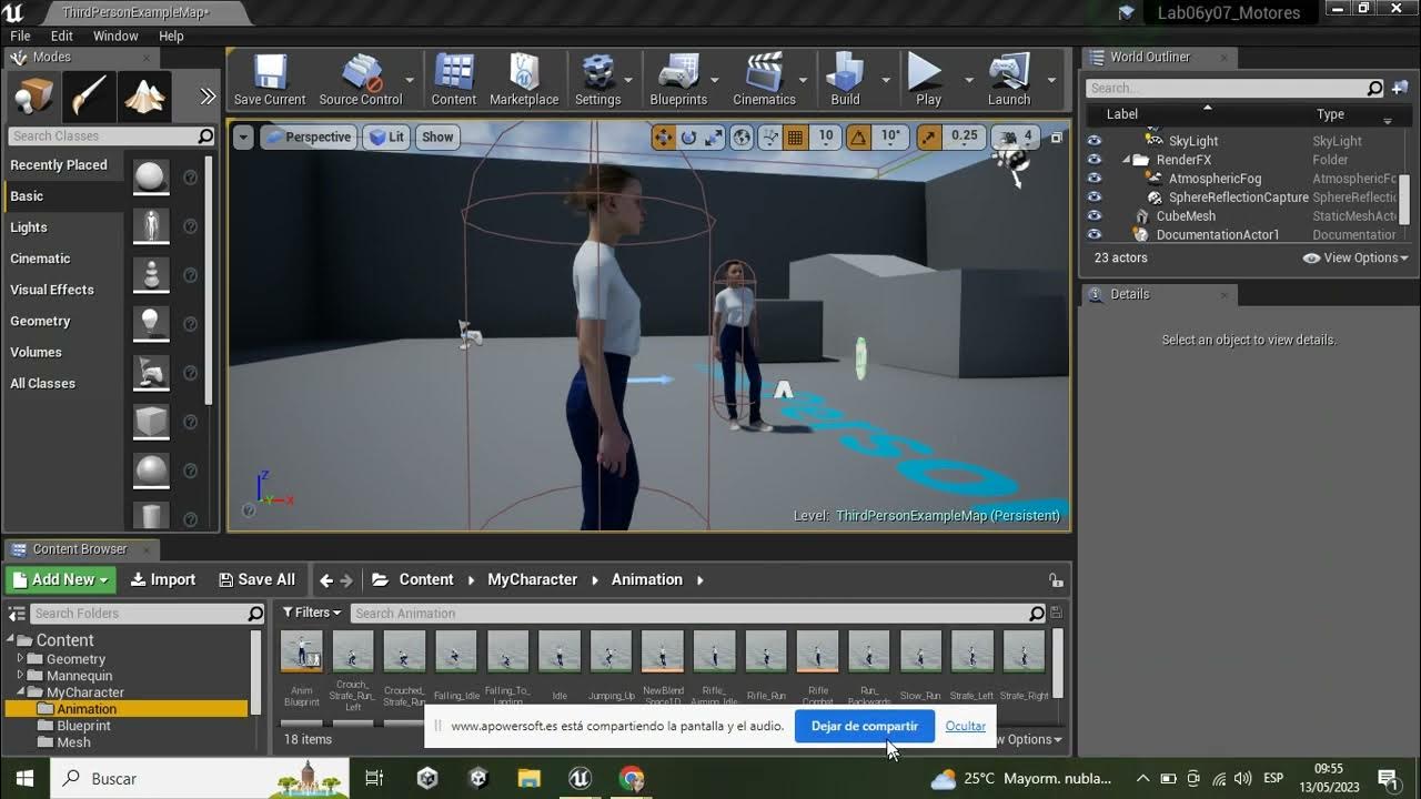 Resultado Final de la creación de Personaje y Animaciones en Unreal con BlendSpace 1D_1ra Parte ...