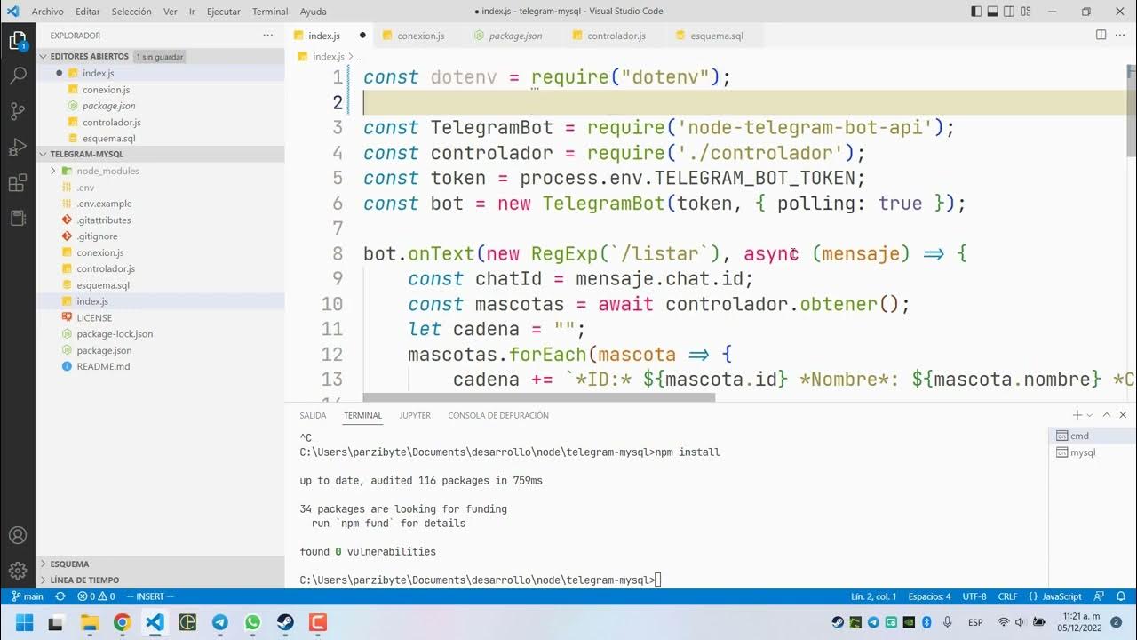 Bot de Telegram con MySQL - Tutorial de conexión - YouTube