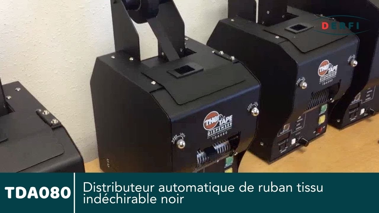 Distributeur automatique de ruban tissu indéchirable noir⎮TDA080⎮ DERFI - YouTube