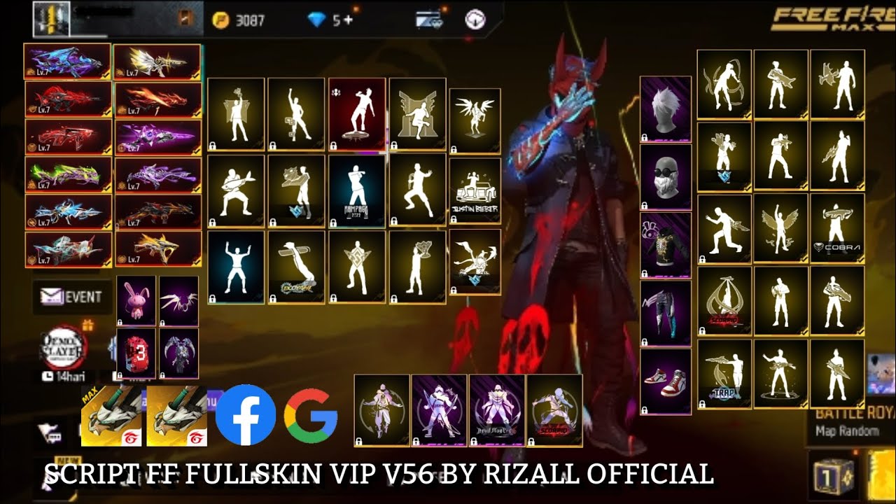 SCRIPT FF FULLSKIN VIP V56 BY RIZALL OFFICIAL - YouTube