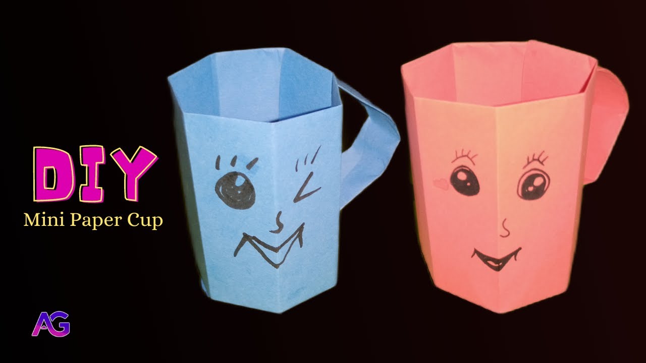 DIY Mini Paper Cup / Easy Paper Crafts for School / Origami Paper Mug ...