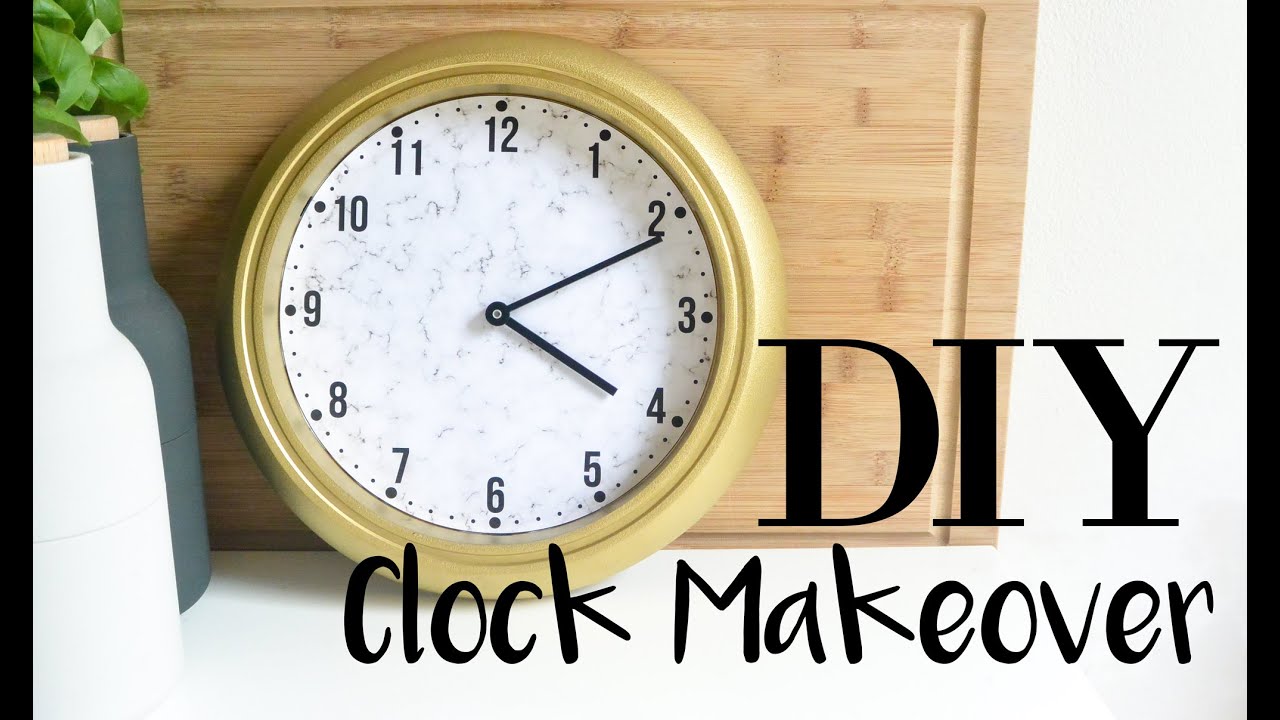 DIY Clock Makeover - Using IKEA RUSCH. Gold with Faux Marble Clock ...